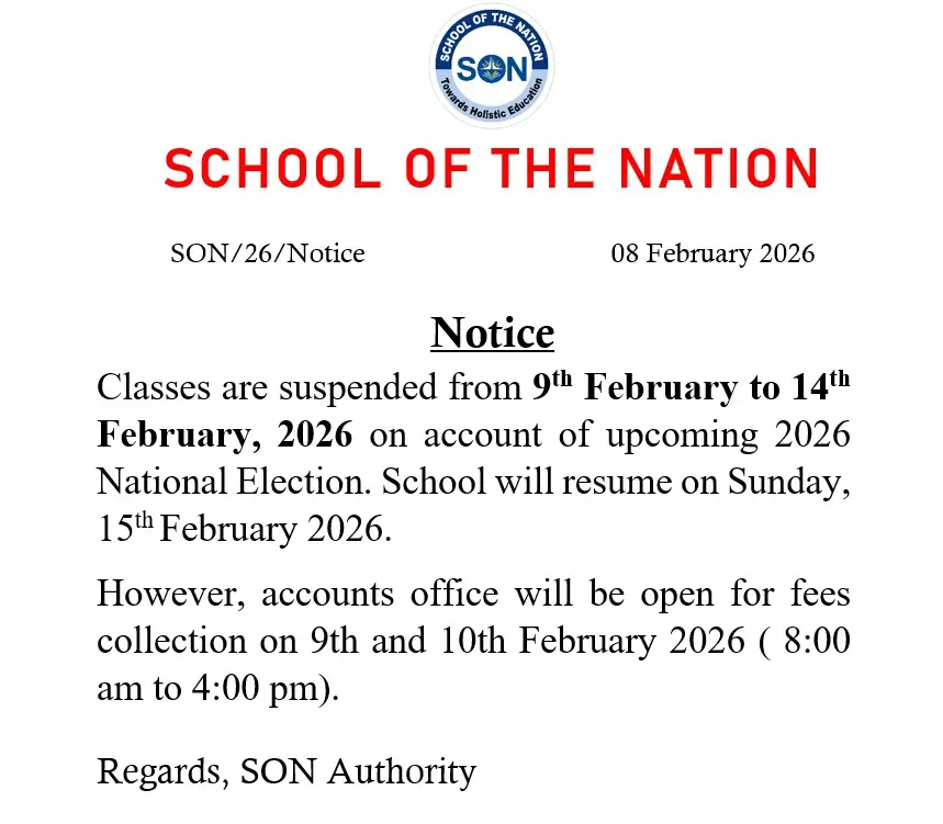 Notice of School of the Nation